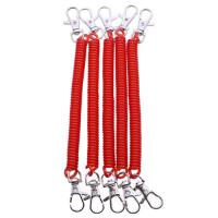 China Translucent Red TPU Spiral Coil Lanyard 1m Stretch with Snap Hooks for sale