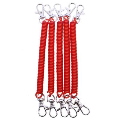 China Translucent Red TPU Spiral Coil Lanyard 1m Stretch with Snap Hooks for sale