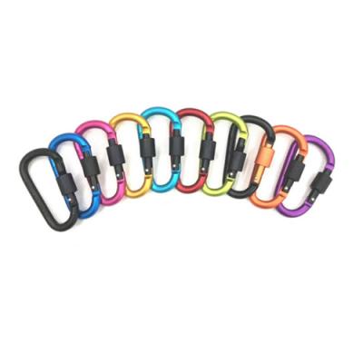 China Colored Aluminum Locking Carabiner D Shape 80x42mm 24g Safety Hook for sale