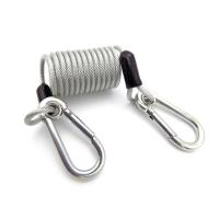 China Reinforced 2mm Steel Wire Coil Lanyard with Carabiner for Tool Safety Tether for sale