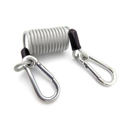 China Reinforced 2mm Steel Wire Coil Lanyard with Carabiner for Tool Safety Tether for sale