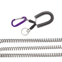 China Steel Wire Spiral Coil Lanyard 2.3mm with Carabiner and Key Ring for Fishing Tools for sale