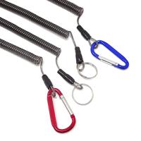China Steel Wire Spiral Coil Lanyard 2.3mm with Carabiner and Key Ring for Fishing Tools for sale