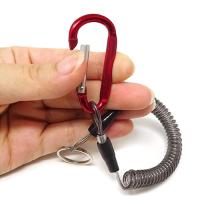 China Steel Wire Spiral Coil Lanyard 2.3mm with Carabiner and Key Ring for Fishing Tools for sale