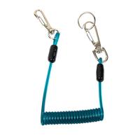 China Clear Lake Blue Steel Wire Coiled Cable Lanyard 1.2m Extended Length for Working at Height for sale