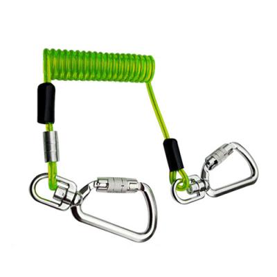 China Heavy Duty TPU Coiled Fishing Lanyard Rope 1.5M Extended with 2 Stainless Steel Swivel Locks for sale
