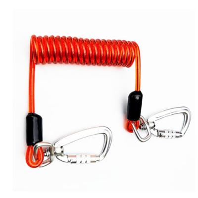 China TPU Coiled Lanyard 1.5M Extended Stainless Steel Core Fishing Tool Tether for sale