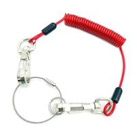 China Red Expandable Steel Wire Coil Tool Lanyard 1.5mm for Safety at Height 1.2m Working Length for sale