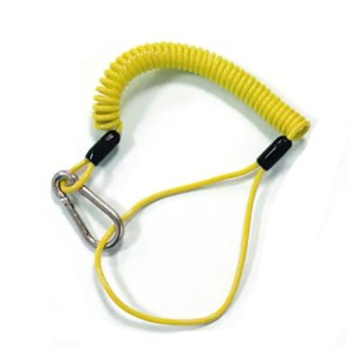 China Light Green Spring Flexible Coil Lanyard With Carabiner & Wrist Loop for sale