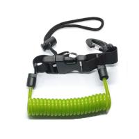 China TPU Coiled Lanyard 1.5M Quick Release Green Safety Scuba Diving Accessory for sale
