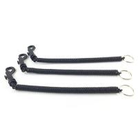 China Black Joggers Coiled Key Lanyard Tethers With POM Plastic Snap Hook for sale