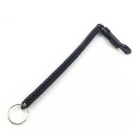 China Black Joggers Coiled Key Lanyard Tethers With POM Plastic Snap Hook for sale