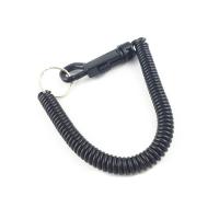 China Black Joggers Coiled Key Lanyard Tethers With POM Plastic Snap Hook for sale