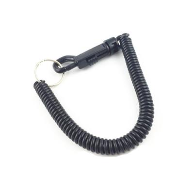 China Black Joggers Coiled Key Lanyard Tethers With POM Plastic Snap Hook for sale