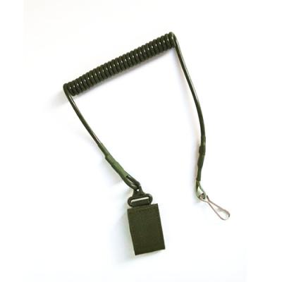 China TPU Coiled Tactical Pistol Lanyard 1.4m Steel Core Nylon Snap Closure for sale
