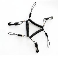 China Expanding Black Spring Coil Tool Lanyard With Belt Clip And String Loop for sale