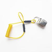 China Yellow Steel Spring Coil Lanyard with Metal Alligator Clip and Loop End 0.8x3.0x100mm for sale