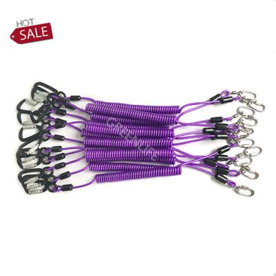 China Nylon Core Pulling Tool Lanyard 5mm Cord 1.5m Extended TPU Coil Lanyard for Scaffold for sale