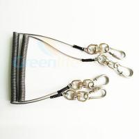 China Steel Spring Coil Tool Lanyard PU 3mm Cord 1.5m Extended Stainless Carabiner for sale