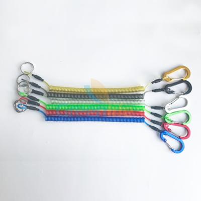 China Expandable Spring Coil Lanyard 2.3mm PU Cord 10mm Coil 1.2m Extended Length for sale