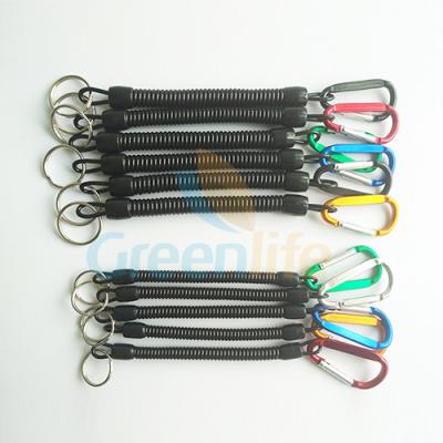 China Quick Release Plier Coiled Lanyard 2.5mm TPU with Aluminum Carabiner 50mm for sale