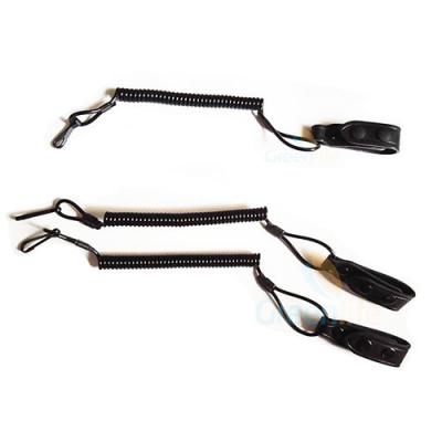 China Plastic Coiled Tactical Pistol Lanyard 4mm PU Cord 150cm Stretch for Handgun Safety for sale
