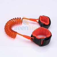 China Elastic Orange Bungee Wire Spring Baby Walking Harness 1.5m PU Lanyard with Wrist Bands for sale