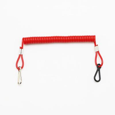 China J Hook Spring Stretchy Coil Tool Lanyard Strap Rope Red Cord Line for sale