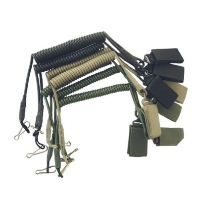 China Elastic Universal Coiled Tactical Pistol Lanyard Secure Fall Protection for sale