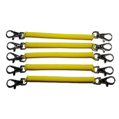 China Double Lobster Claw Spiral Wrist Keychain Lanyard Coiled Bungee Cord 2.0mm TPU 50cm for sale