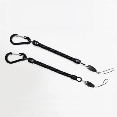 China Spiral Coiled Key Lanyard with Flat Aluminum Carabiner 2.0mm Cord 100mm Unstretched for sale