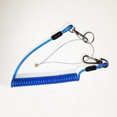 China Heavy Duty Coiled Tool Tether Lanyard 1.5m Extended Length Stainless Steel Core for sale