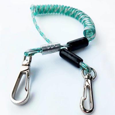 China Light Green Plastic Coated Spiral Coil Tool Lanyard 4mm Cord 150mm Coil for sale