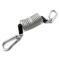 China Reinforced 2mm Steel Wire Coil Lanyard with Carabiner for Tool Safety Tether for sale