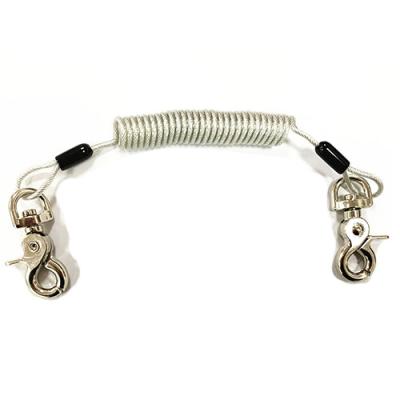 China TPU Stainless Steel Coiled Lanyard Tether 6.0mm Safety O Clip Ends Clear Anti-Drop Tool Leash for sale