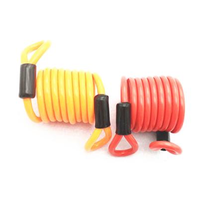 China Fall Protection Red Coil Spring Lanyard 3mm Cord 25mm Coil PU Coated Both Sides for sale