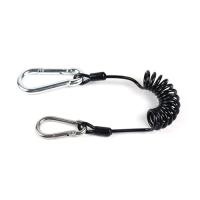China Black Elastic Karabiners Spiral Coil Tether Lanyard Stop Dropping Multi Uses for sale