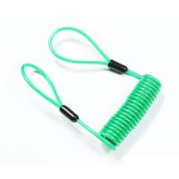 China Plastic Double Loops Wire Coil Lanyard Tool Drop Prevention Bungee Green for sale