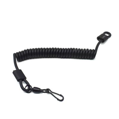 China Matt Black Coated Coiled Steel Lanyard Cable 1.4m for Pistol Security for sale