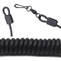 China Matt Black Coated Coiled Steel Lanyard Cable 1.4m for Pistol Security for sale