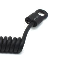 China Matt Black Coated Coiled Steel Lanyard Cable 1.4m for Pistol Security for sale
