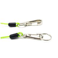China Transparent Green Plastic Coil Lanyard Safety Tool Coiled Tethers With Wire Inside for sale