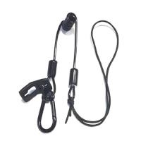 China 3CM Black Short Spiral Safety Tether Lanyard With Carabiner And String Loop for sale