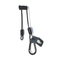China 3CM Black Short Spiral Safety Tether Lanyard With Carabiner And String Loop for sale
