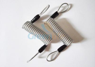 China Swiveling Plastic Coil Lanyard Double Loops 50mm Short Retention Safety Tether for sale
