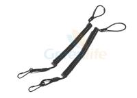 China Double Loops Plastic Coil Tether Pure Black Color 13CM Unextended Length for sale