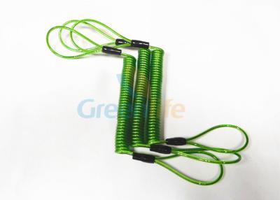 China Vinyl Braided Steel Plastic Coil Lanyard Translucent Green Rope String for sale