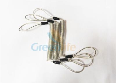 China High Strength Retractable Tool Lanyard Clear PU Coil Tether 0.8mm x 145mm for sale
