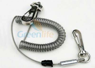 China GREENLIFE Quick Release Plastic Coil Lanyard 160mm Gray for Securing Tools for sale