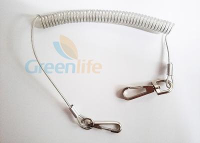 China Retractable Fishing Safety Lanyard 2pcs Stainless Steel Wire TPU Coated 2M Stretch for sale